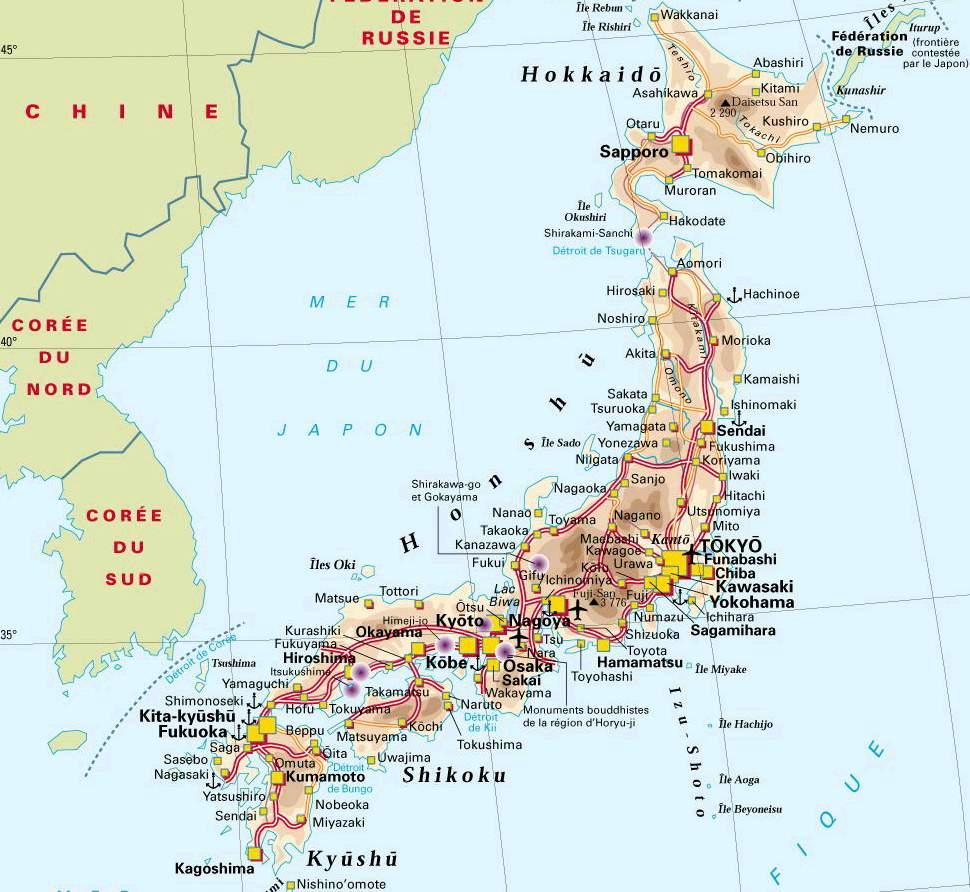 Japonsko mapa města - Japonsko mapa města (Východní Asie - Asie)