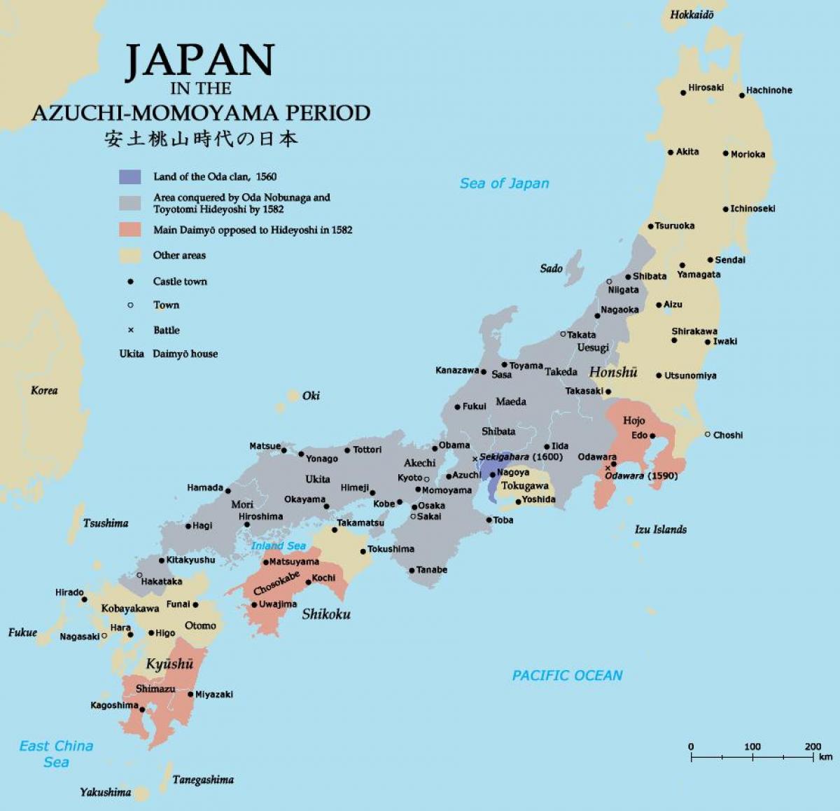 Středověké japonsko mapa - mapa středověké japonsko (Východní Asie - Asie)